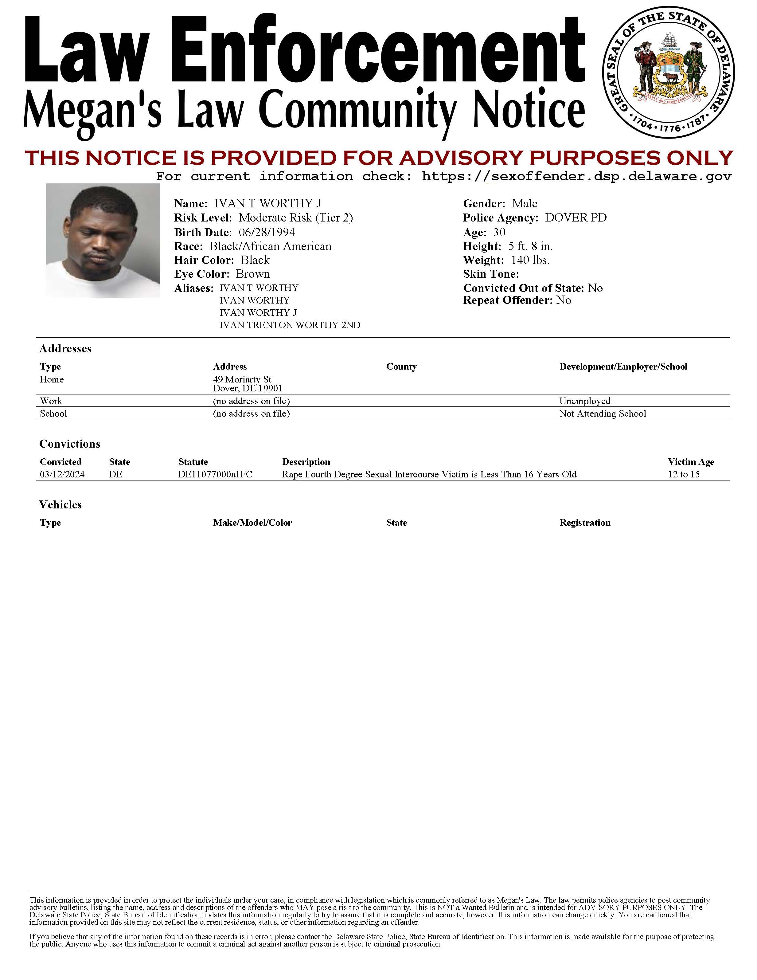 Worthy notification – City of Dover Police Department